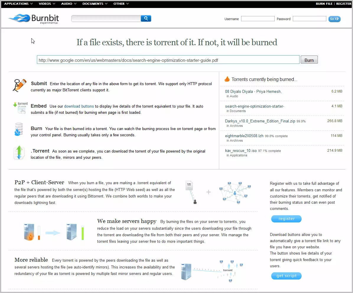 BurnBit, maak torrents van elk bestand dat op internet wordt gehost