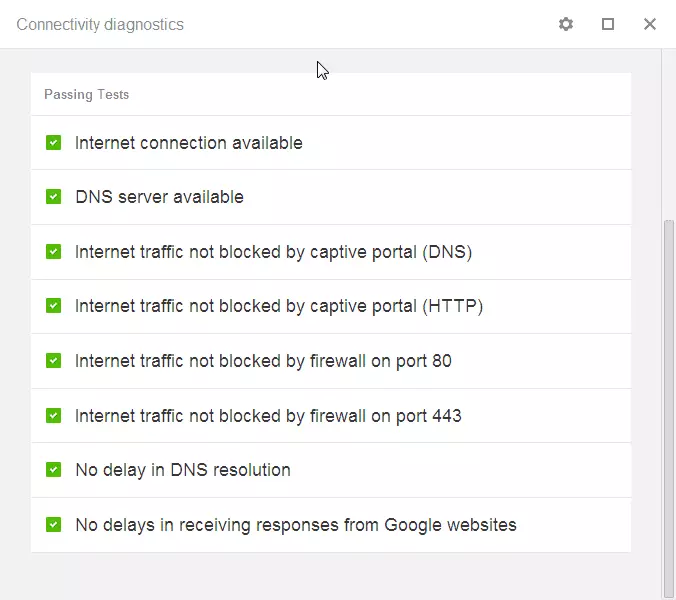 pagpasa sa mga pagsulay connectivity diagnostics