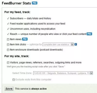 Feedburner багыттоосун өчүрүү