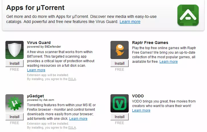 uTorrent چارچوب برنامه های افزودنی را دریافت می کند