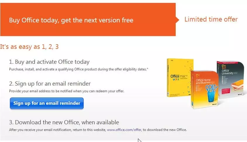 Beli Office 2010 dan dapatkan pemutakhiran Office 2013 gratis