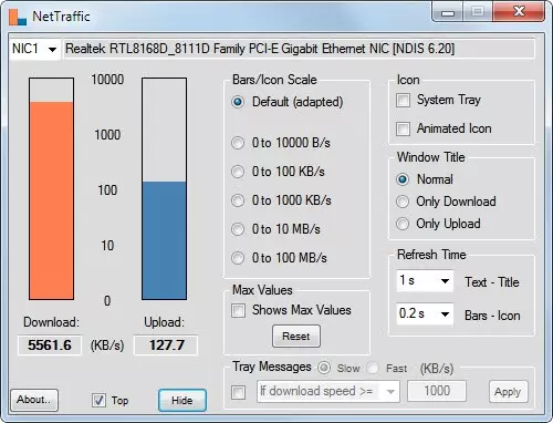 Net Traffic, Ipakita ang Realtime na Bilis ng Internet