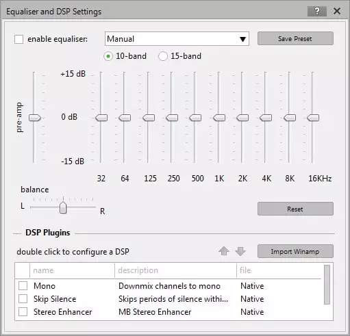 Equalizer dsp