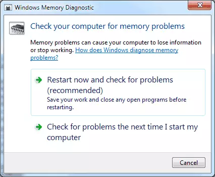mga diagnostic ng memorya ng windows