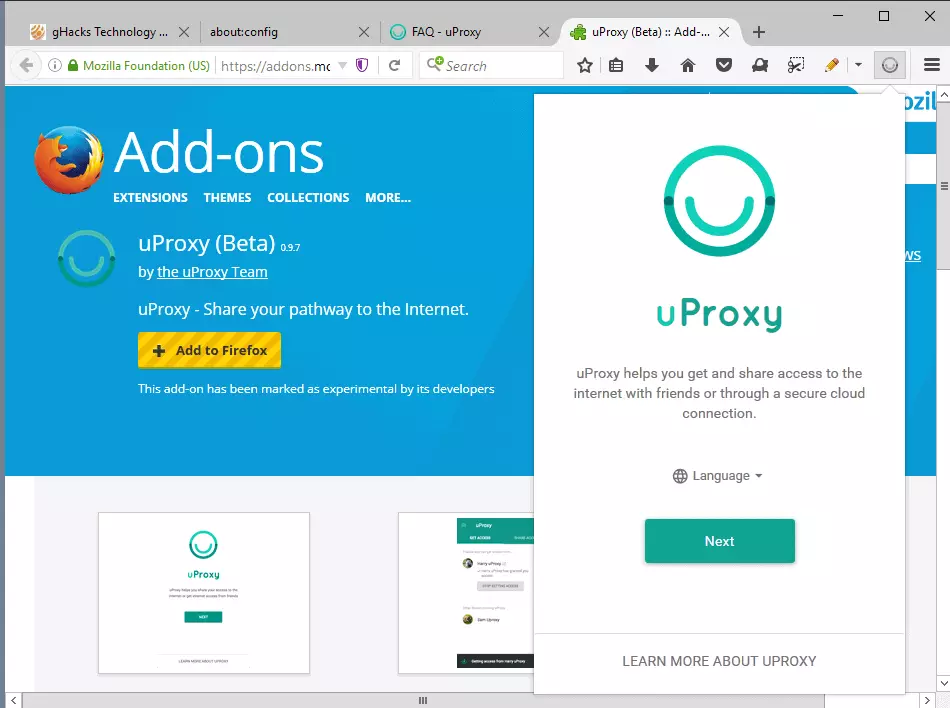 uProxy: personīgais pārlūkprogrammas starpniekserveris Firefox un Chrome