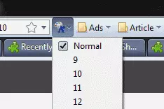 Menič veľkosti písma motívu Firefoxu