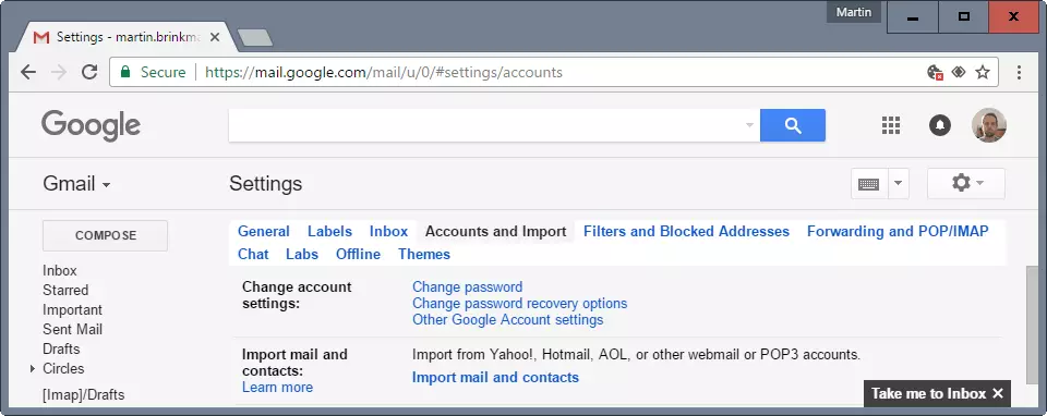 Yahoo importuj gmail