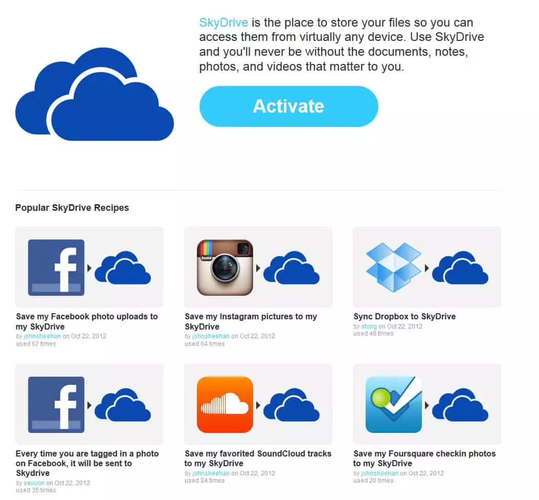 Одоо SkyDrive дэмжлэгтэйгээр Ifttt