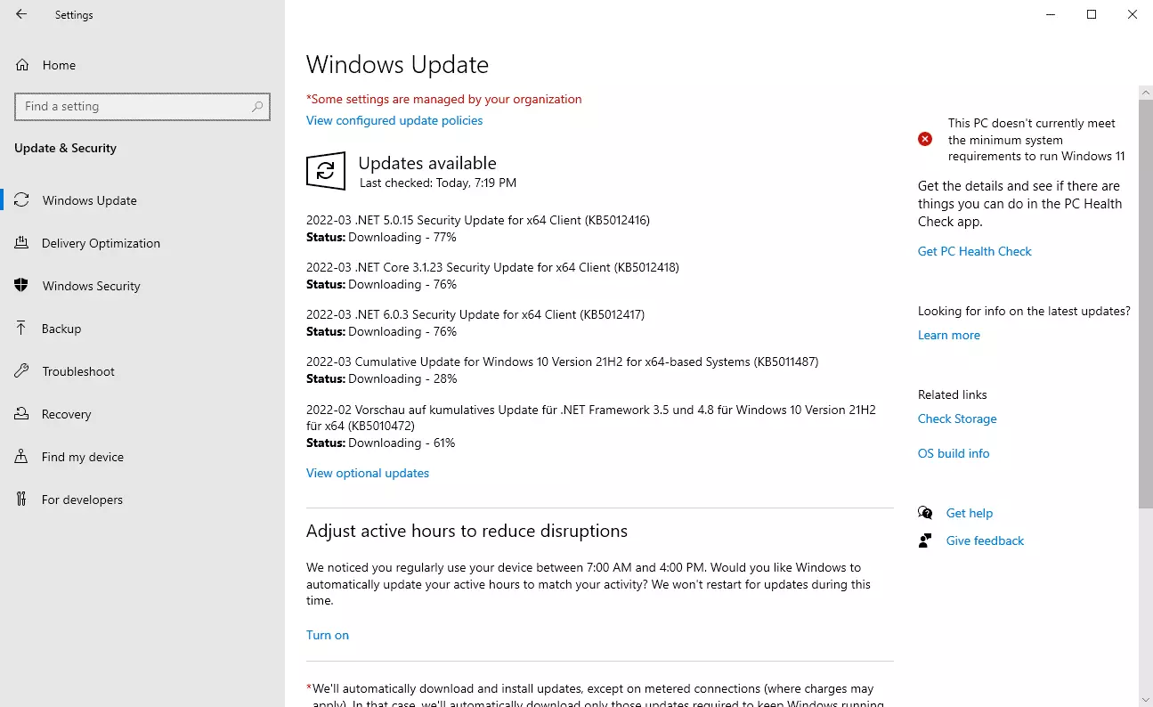 Uhlolojikelele lwe-Microsoft Windows Security Updates March 2022