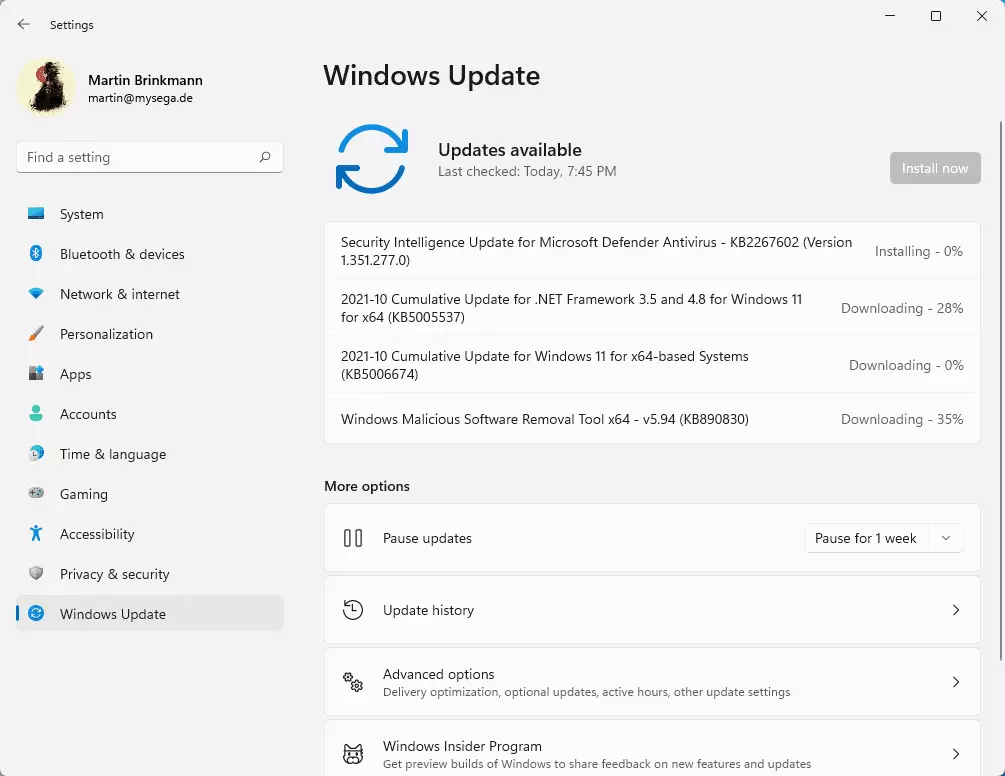 تحديثات أمان Windows أكتوبر 2021