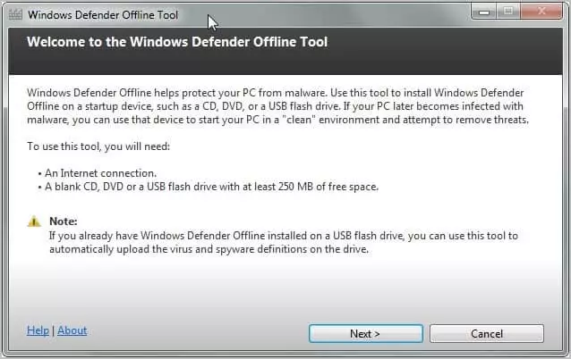 Orodje Windows Defender brez povezave je zdaj na voljo