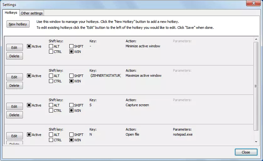 HotKeyMan, Konfigurieren Sie neue Hotkeys in Windows