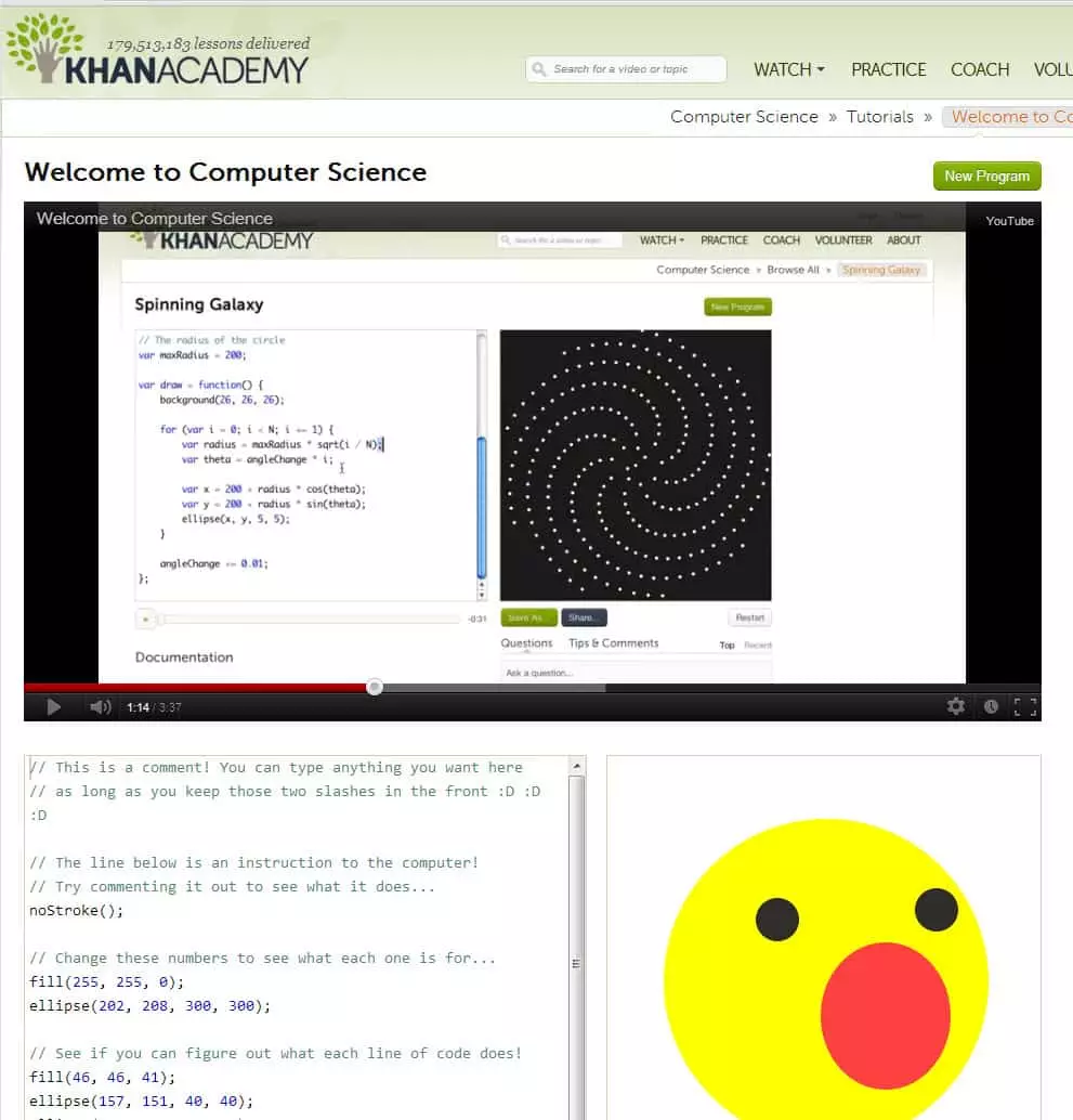 Ang Khan Academy karon adunay mga kurso sa Computer Science