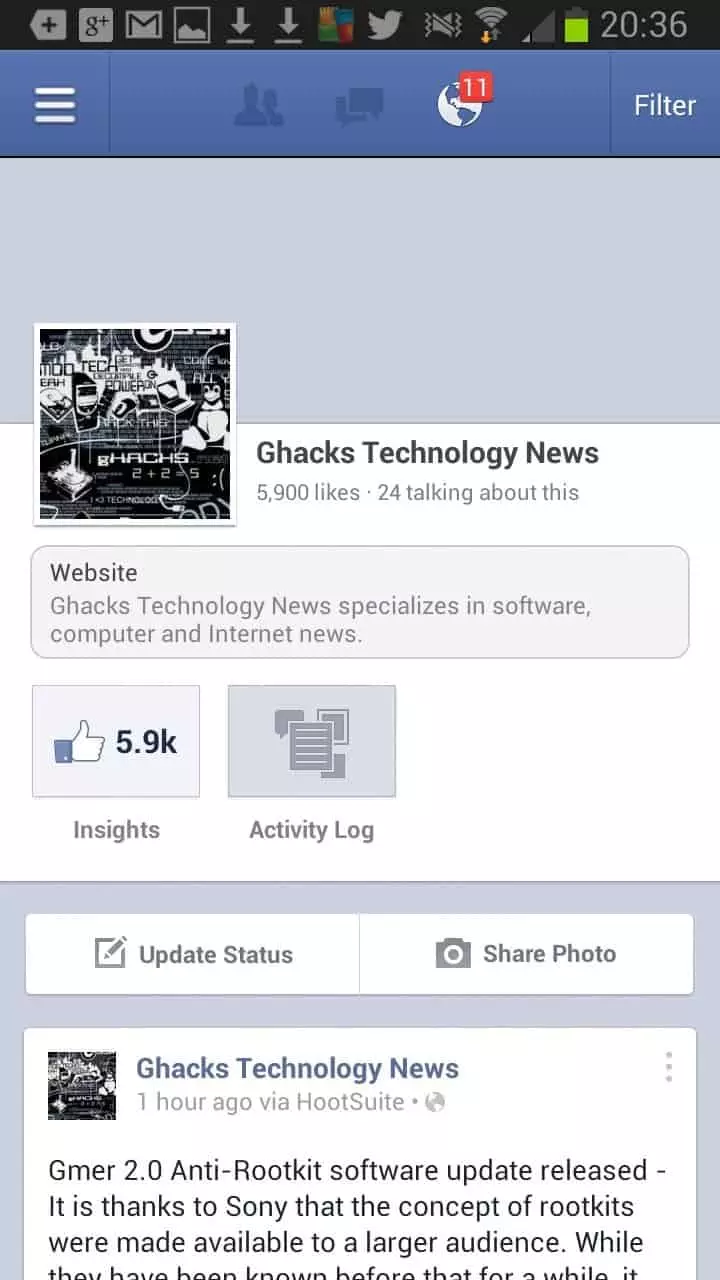 Facebook Pages Manager mo le Android ua avanoa nei