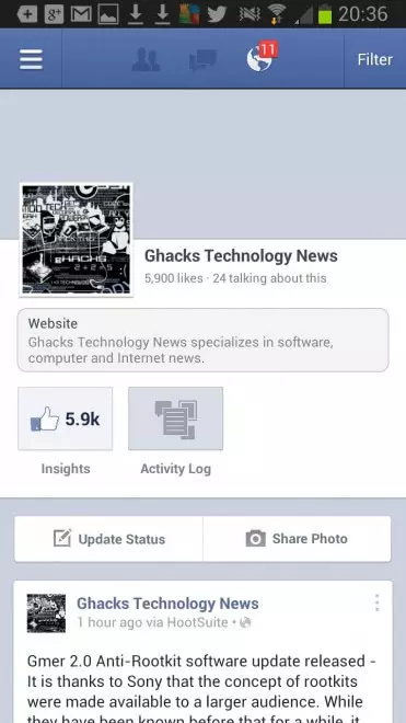 facebook page app android