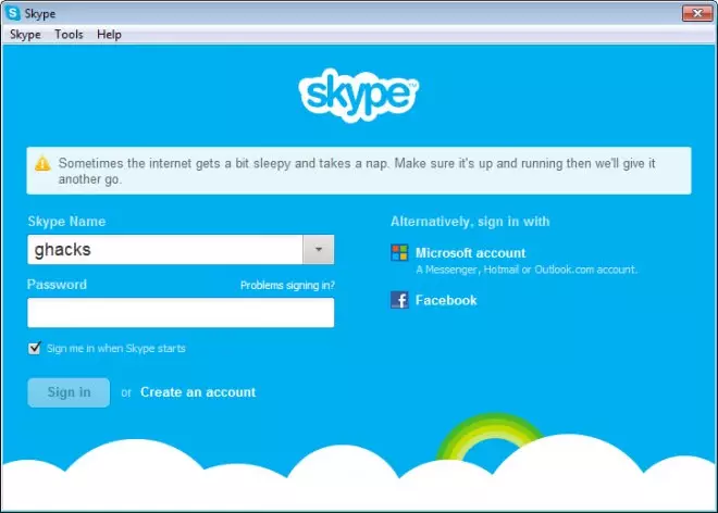 facebook comhrá skype