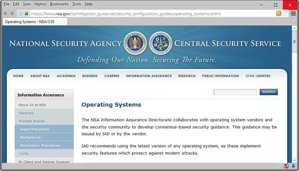 ръководства за операционна система на nsa