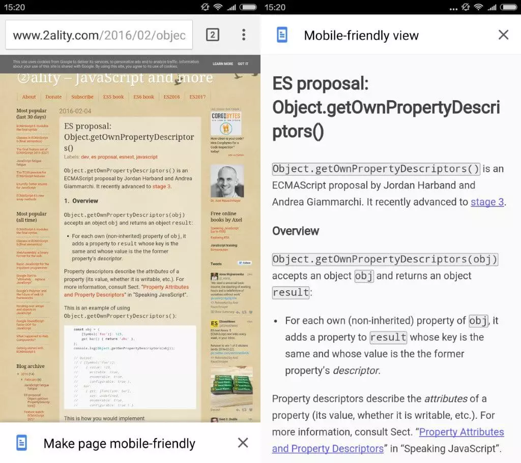 ابتدا در Chrome Dev برای Android به «صفحه ساخت موبایل مناسب» نگاه کنید