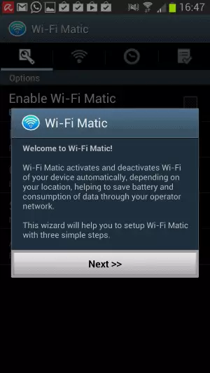 Wi-Fi Matic ले तपाइँको वायरलेस जडान स्वचालित रूपमा सक्रिय वा बन्द गर्दछ