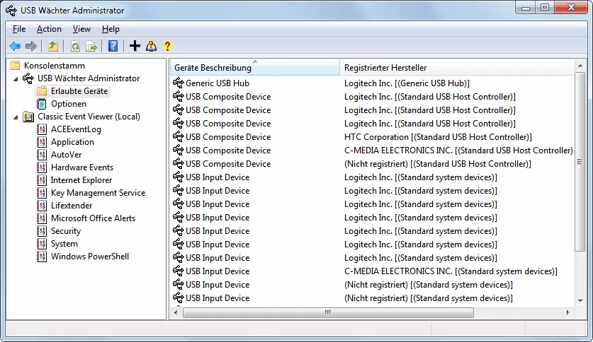 USB Waechter อนุญาตเฉพาะการเข้าถึงพีซีในอุปกรณ์ USB ที่อนุญาตพิเศษ