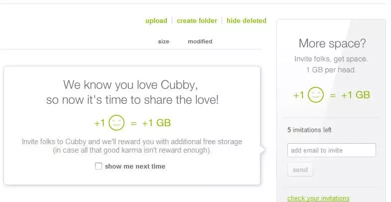 Cubby alternativo de Dropbox agora con sistema de invitación para espazo extra