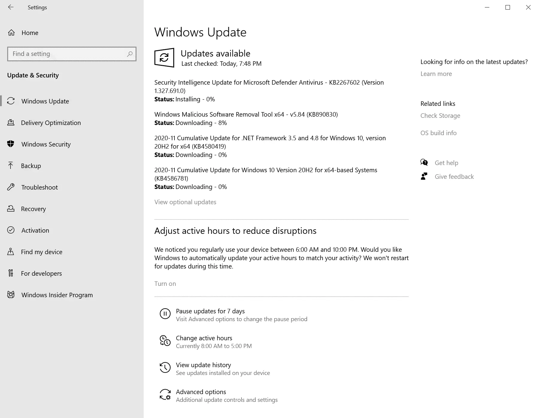 Kakaretso ea Microsoft Windows Security Updates November 2020