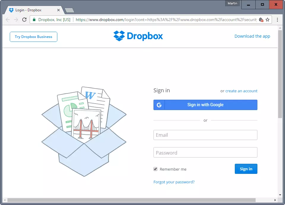 Dropbox: přihlaste se pomocí Google