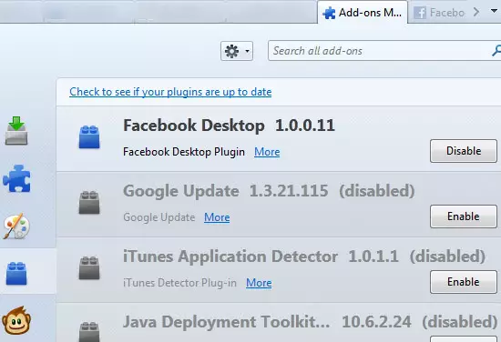 facebook desktop plugin Firefox