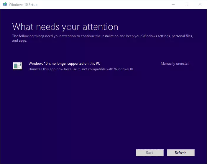 Windows 10 はサポートされなくなりました