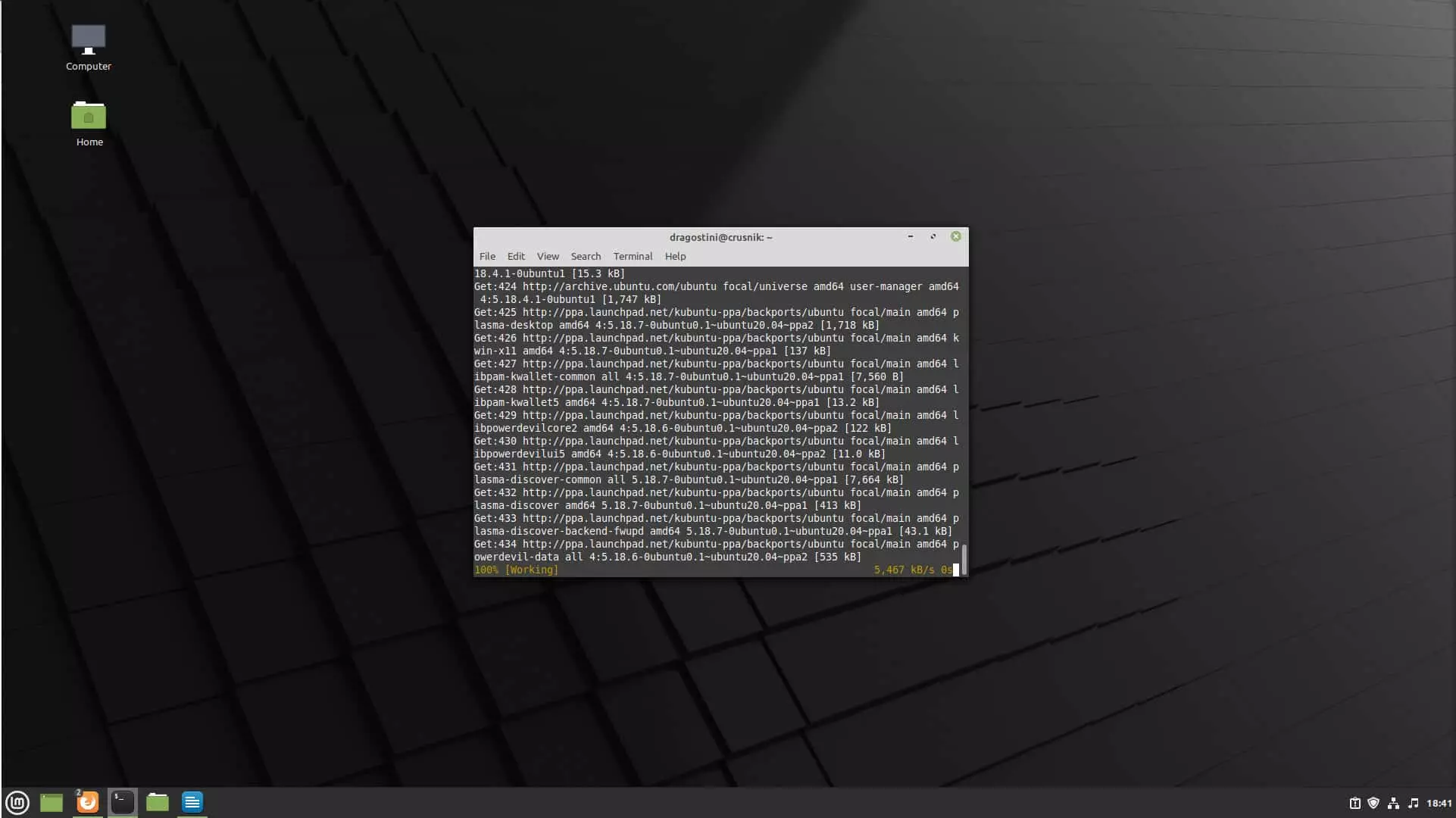 Installation af KDE på Linux Mint Cinnamon Base
