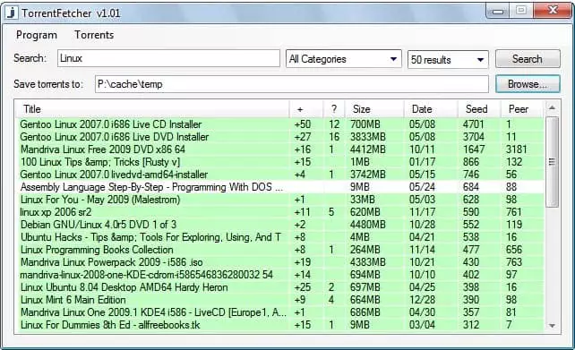 Motor de busca de torrents TorrentFetcher