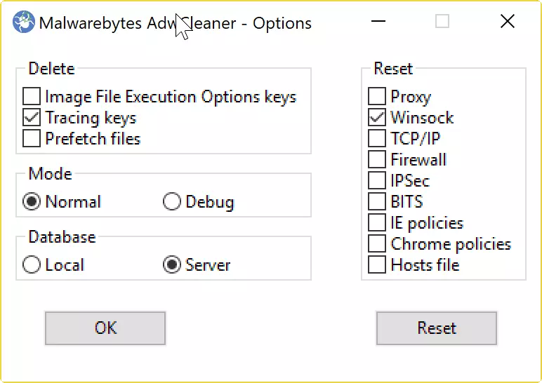 惡意軟件字節 adwcleaner 7 選項