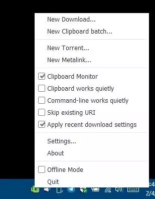 uget system tray ankavanana menu