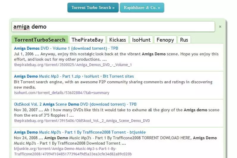 Chrome Torrent Turbo Search najde prenose na več torrent mestih