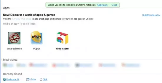 Chrome yeni tab səhifəsi