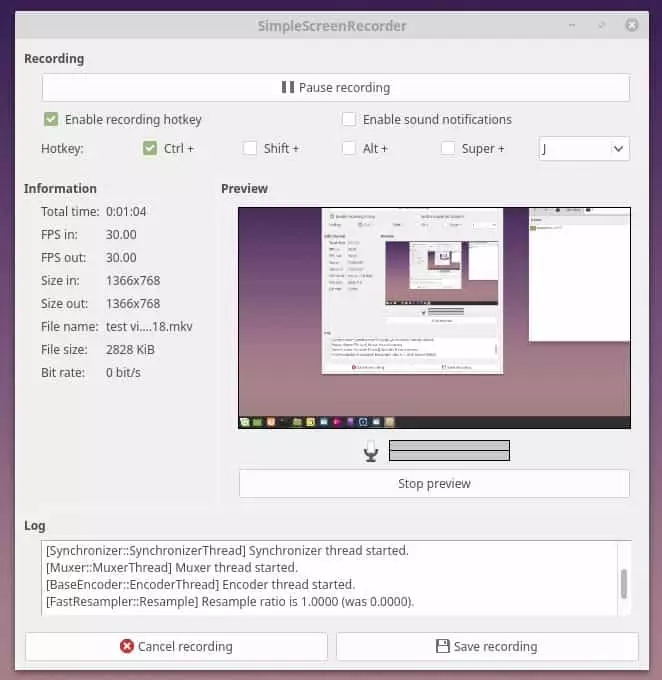 SimpleScreenRecorder е корисничка апликација за снимање видео за Linux