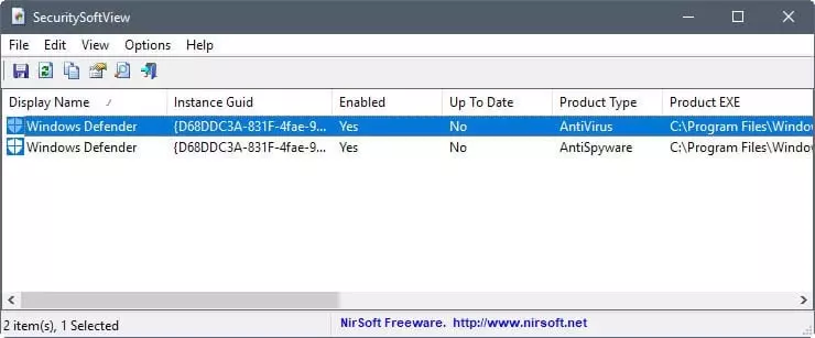 SecuritySoftView: lista os programas de seguridade rexistrados en Windows