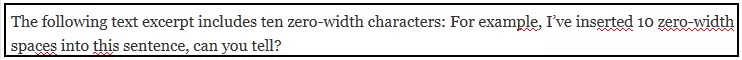 Maitiro ekuona Zero-Width Characters mafingerprinting