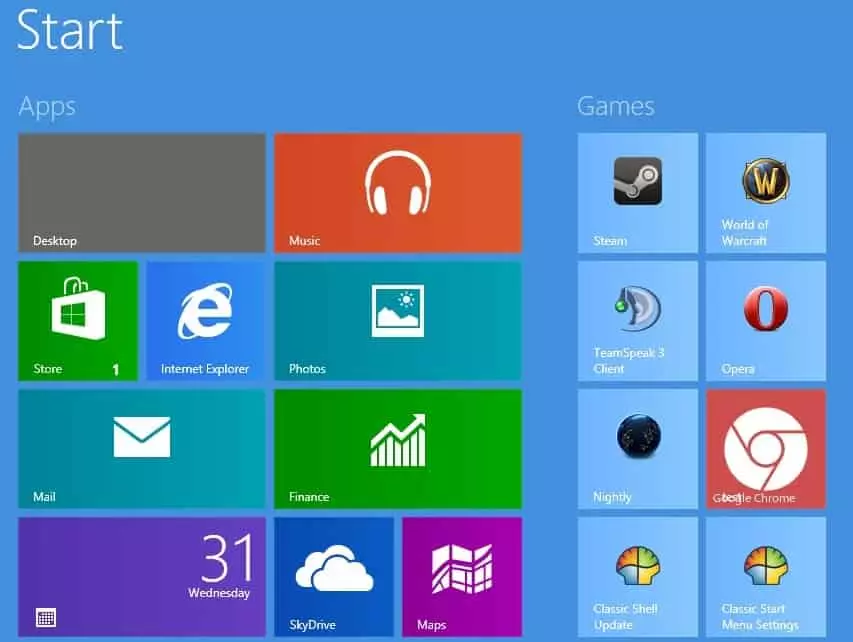 Windows 8 boshlang'ich ekranida ilovalar bilan qanday ishlash kerak