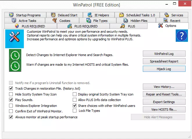 WinPatrol 2014 jinnotifikak dwar bidliet fis-sistema (mhux mixtieqa).