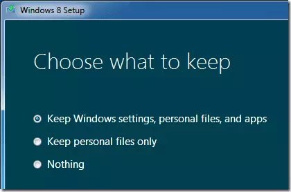 Windows 8 kuzamura igenamigambi
