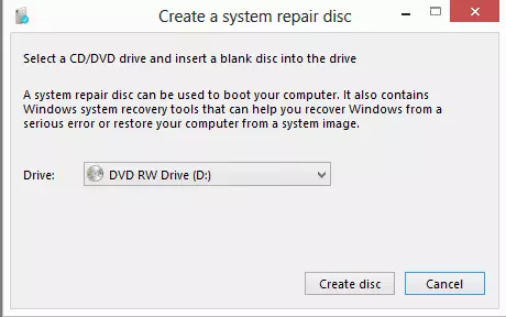 Чӣ тавр сохтани диски таъмири системаи Windows 8