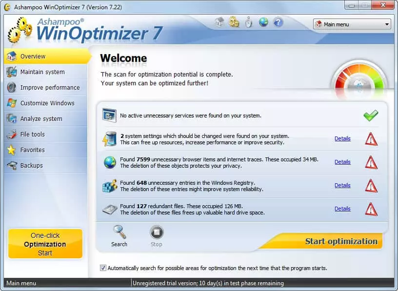 Ashampoo WinOptimizer 7 шолуы