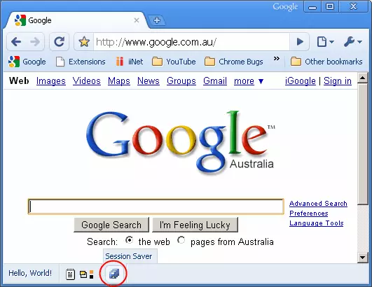 Васеъ кардани Google Chrome Session Saver