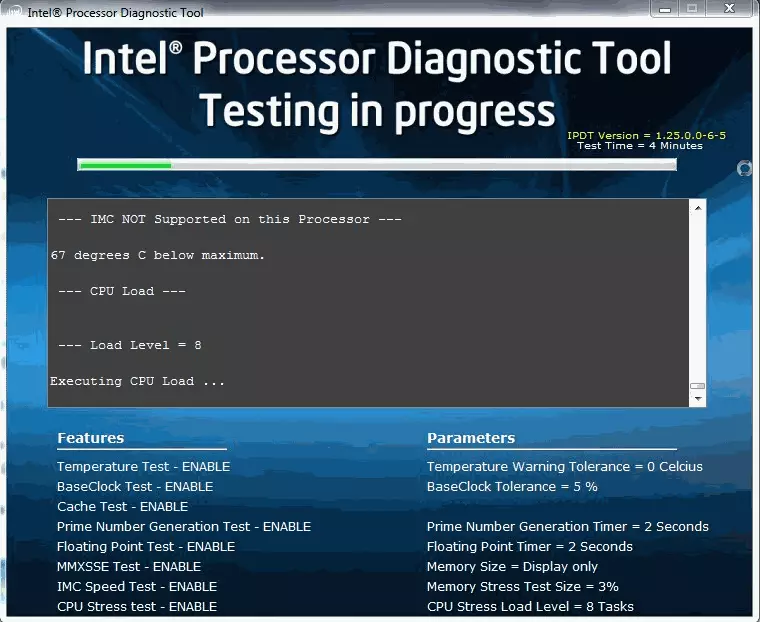 Eina de diagnòstic del processador Intel, prova les CPU Intel