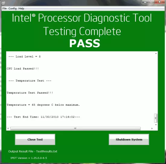 тест на процесора intel