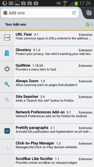 firefox mobile addons