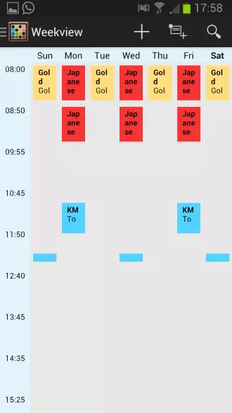 tampilan jadwal minggu