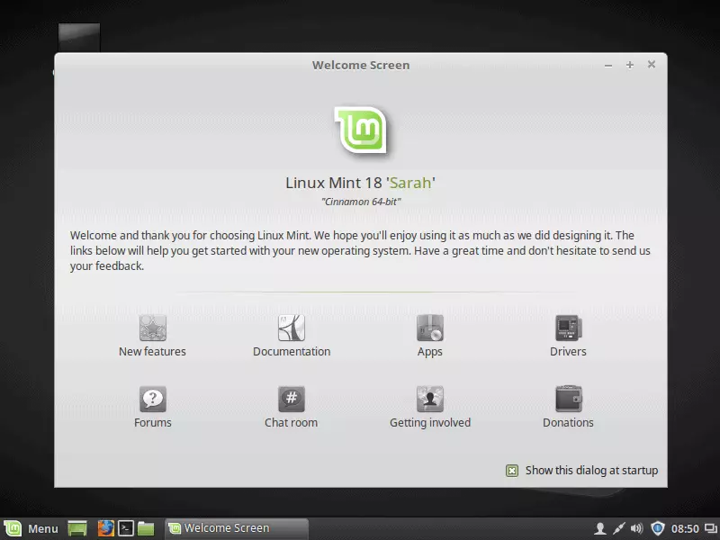 linux mint 18 birinchi ko'rinishi