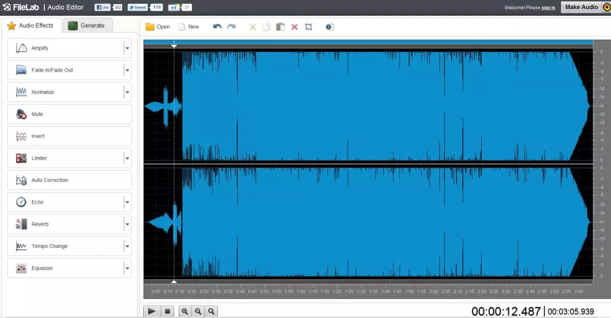 Webové aplikácie File Lab: Audio Editor